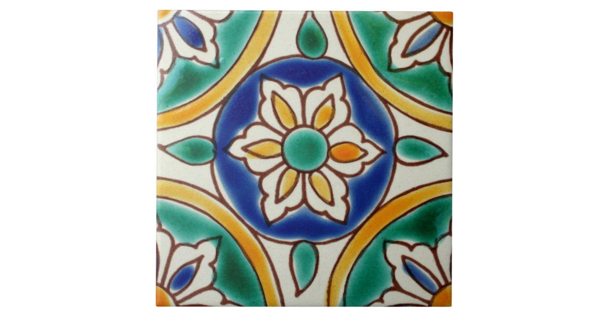 Mediterranean Spanish Flower Ceramic Photo Tile | Zazzle