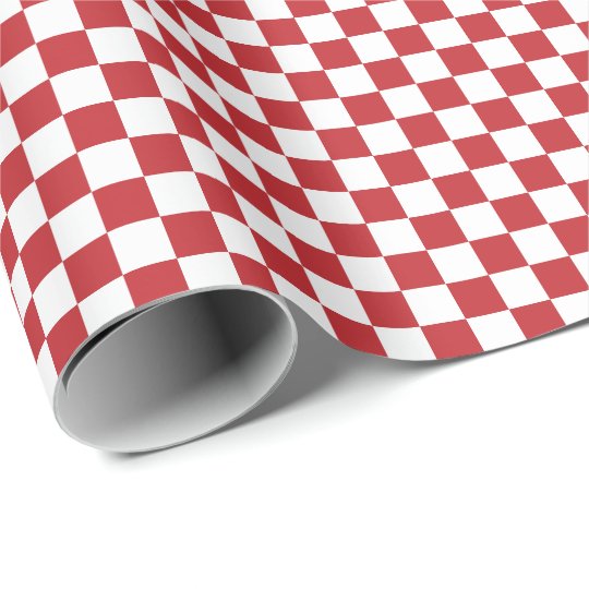 Medium Dark Red and White Checks Wrapping Paper | Zazzle.ca