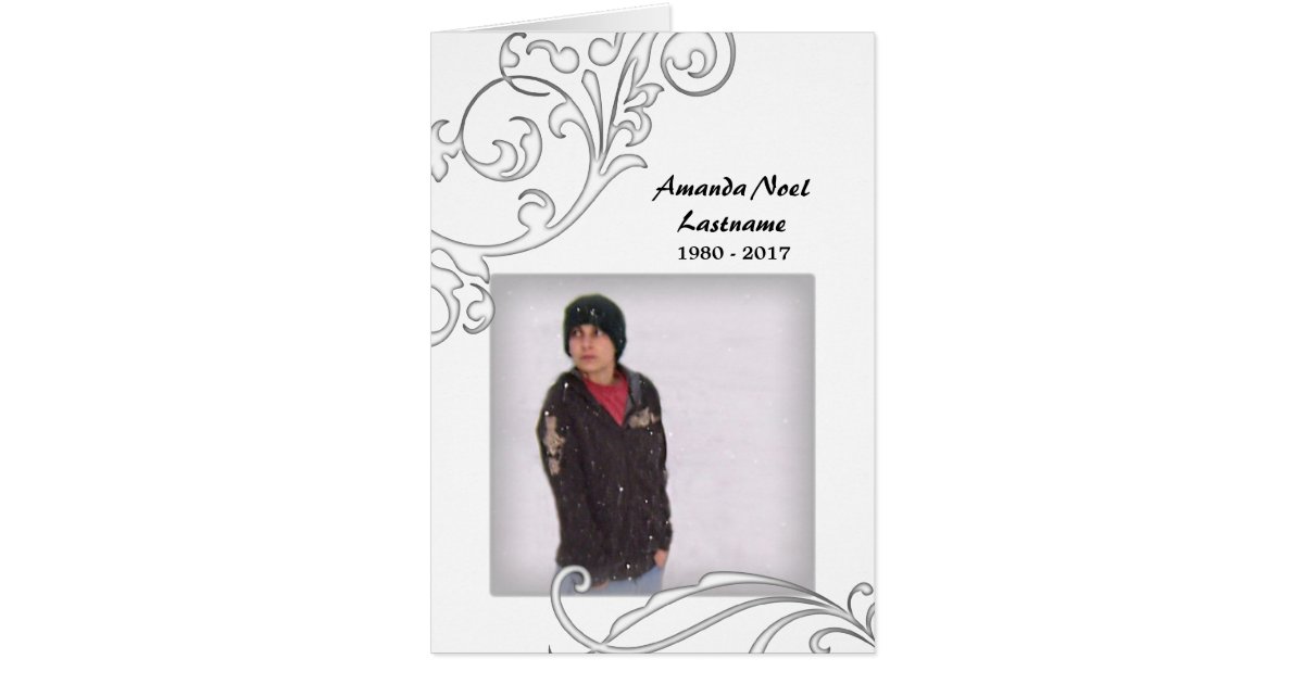 memorial cards : white flourish | Zazzle