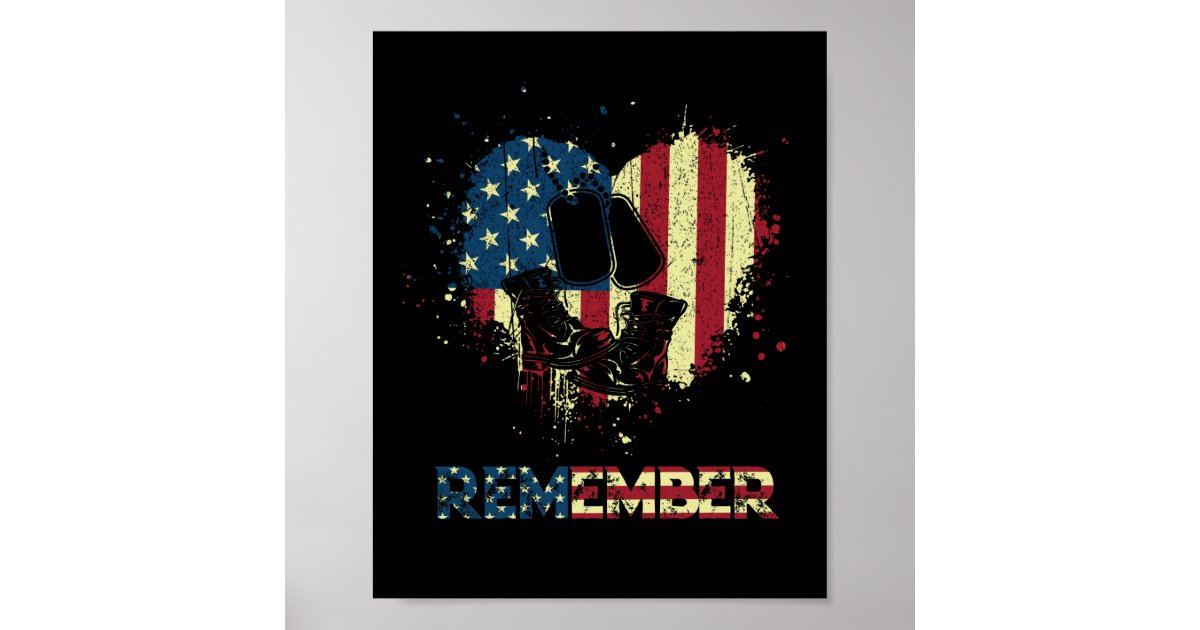 Memorial Day Proud American Flag Remember Poster | Zazzle