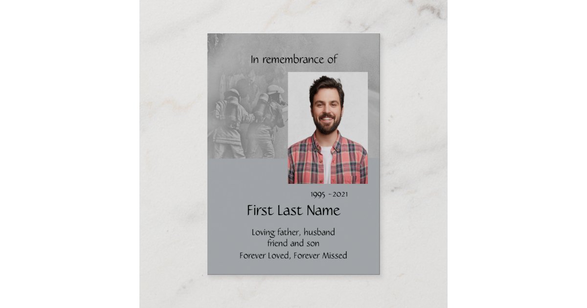 Memorial Photo Fireman Fire Fighter Rescue Business Card | Zazzle