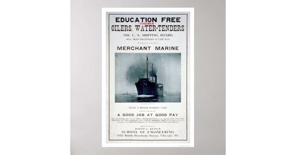 Merchant Marine Recruiting Poster (US02056) | Zazzle
