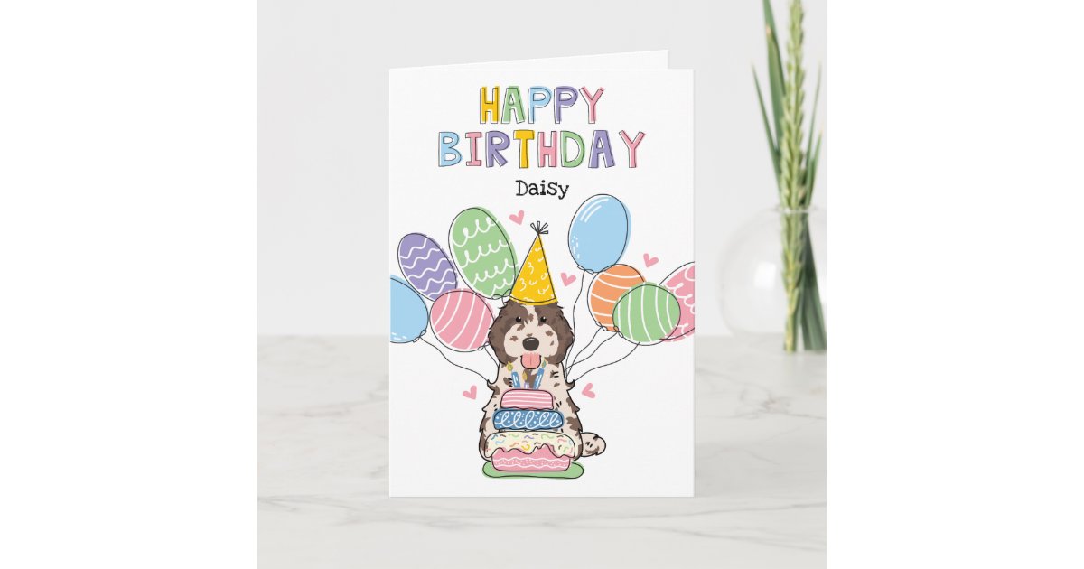 Merle Cockapoo Cavapoo Dog Happy Birthday Card | Zazzle