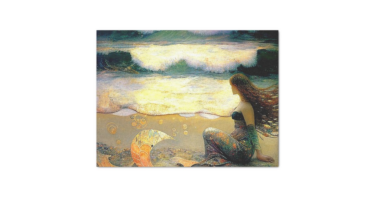 Mermaid and Golden Sea Sprites Tissue Paper | Zazzle