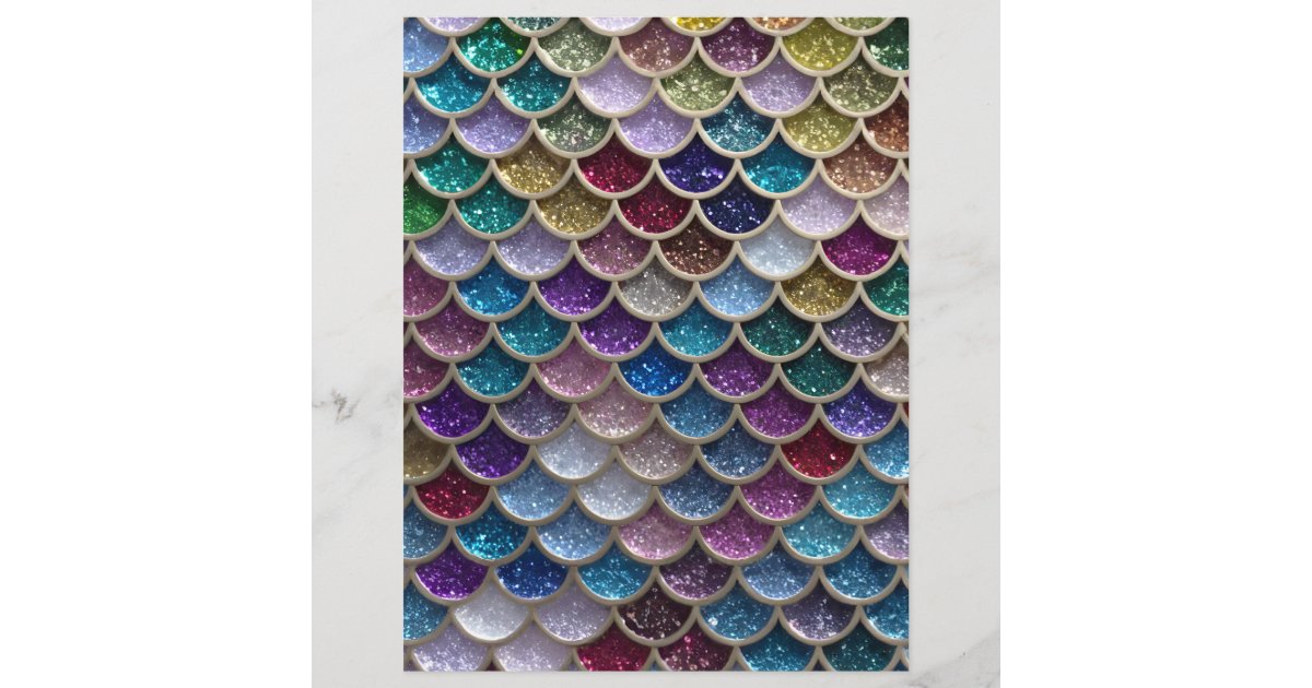 Mermaid Glam Glitter Scales Scrapbook Paper | Zazzle