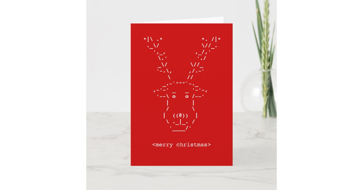 Merry Christmas Geek Reindeer ASCII Art card | Zazzle.ca