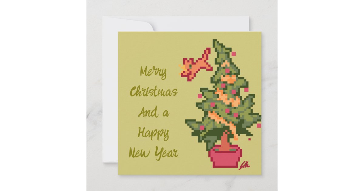 Merry Christmas, pixel art, pixelart Holiday Card | Zazzle
