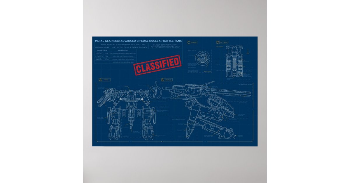 Metal Gear Solid Rex Blueprints Poster | Zazzle