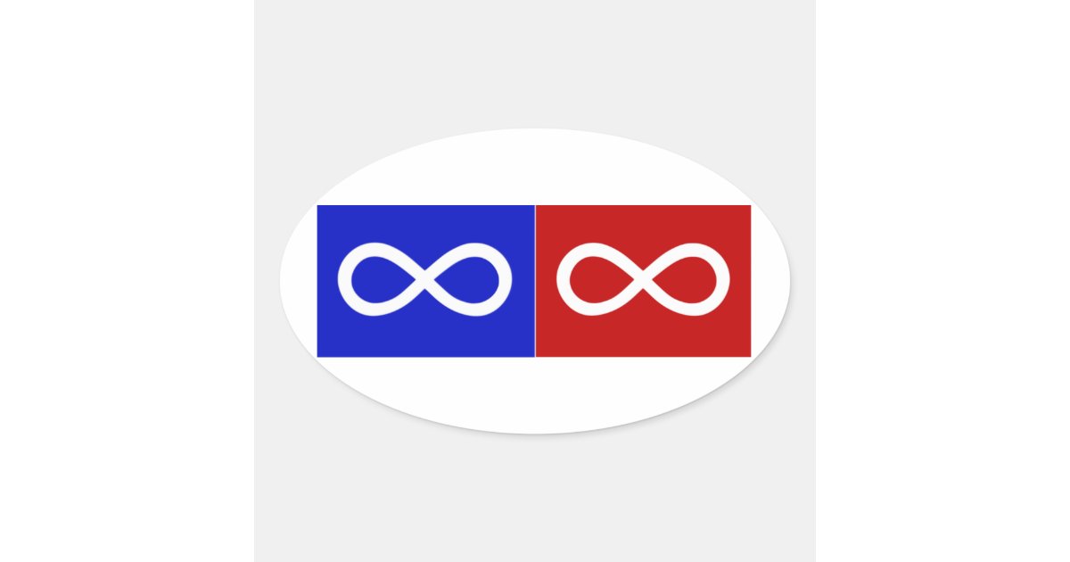 Métis Blue & Red Flag Oval Sticker | Zazzle