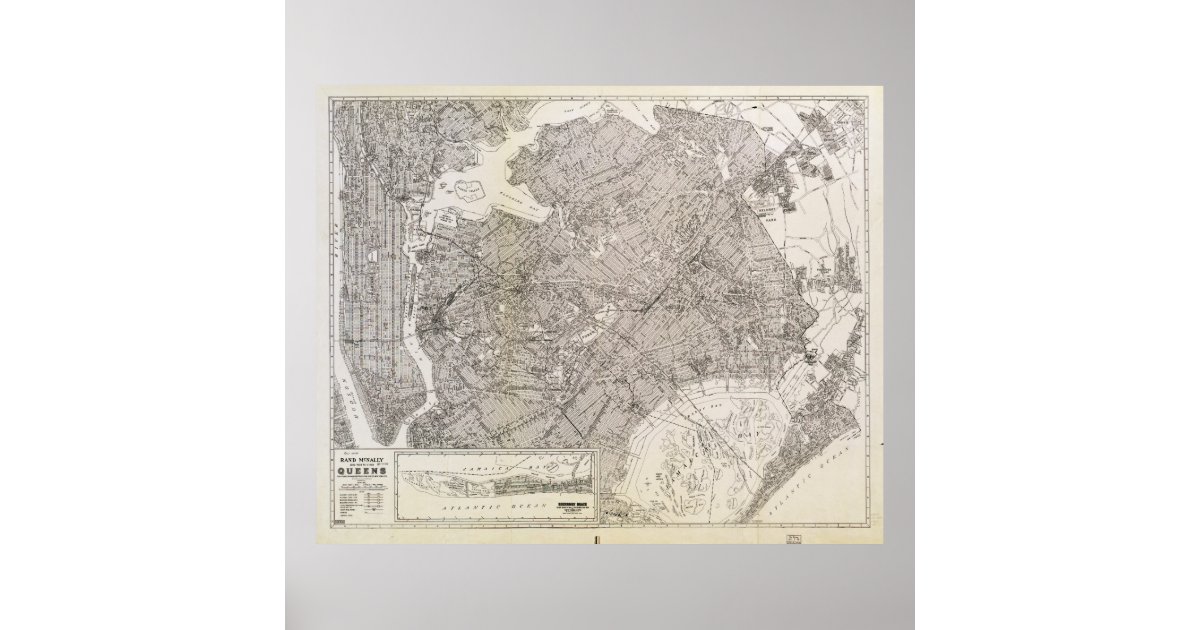 Metropolitan Map of Queens, New York (1922) Poster | Zazzle