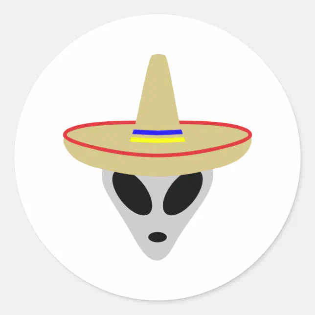 mexican alien sombrero classic round sticker | Zazzle