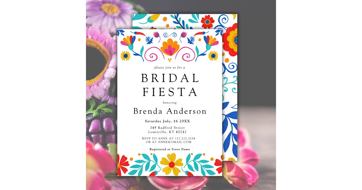 Mexican Fiesta Floral Latina Bridal Shower Invitation | Zazzle
