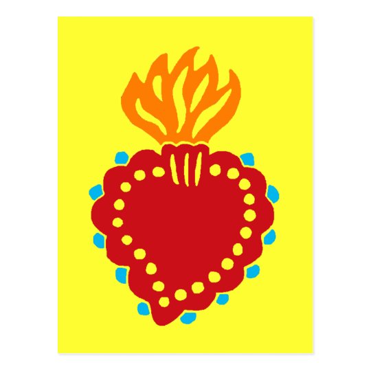 Mexican Folk Art Sacred Heart Postcard | Zazzle.ca