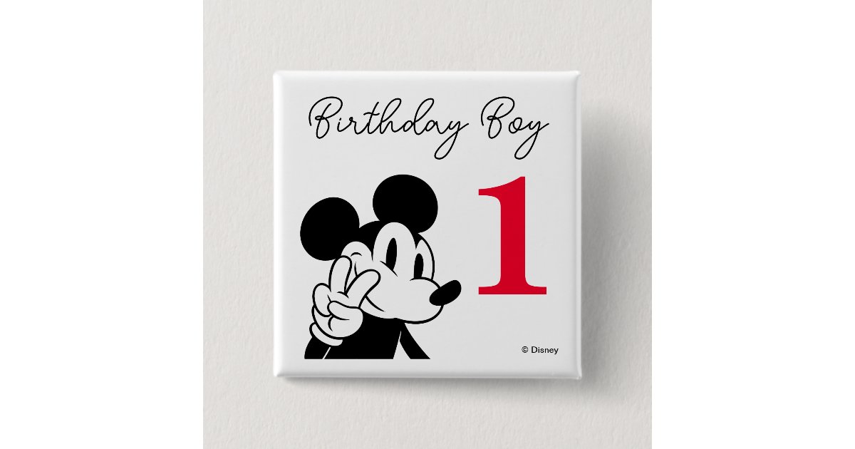 Mickey Mouse Birthday Boy 2 Inch Square Button | Zazzle
