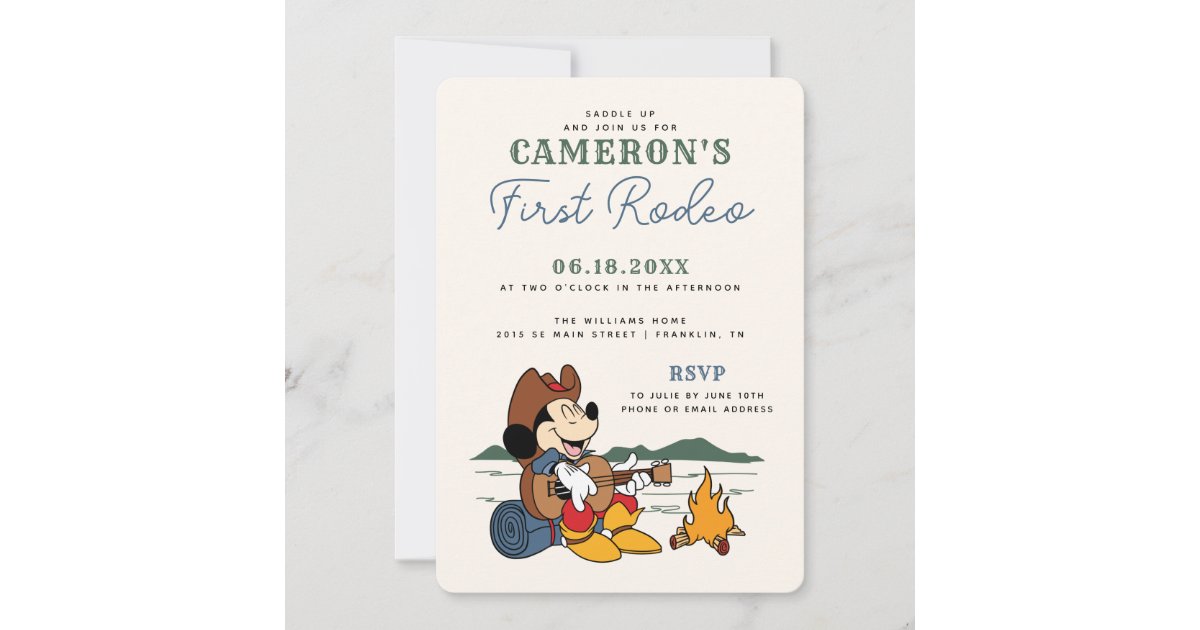 Mickey Mouse | Cowboy Rodeo Birthday Invitation | Zazzle