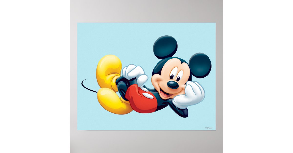 Mickey Mouse Laying Down Poster | Zazzle