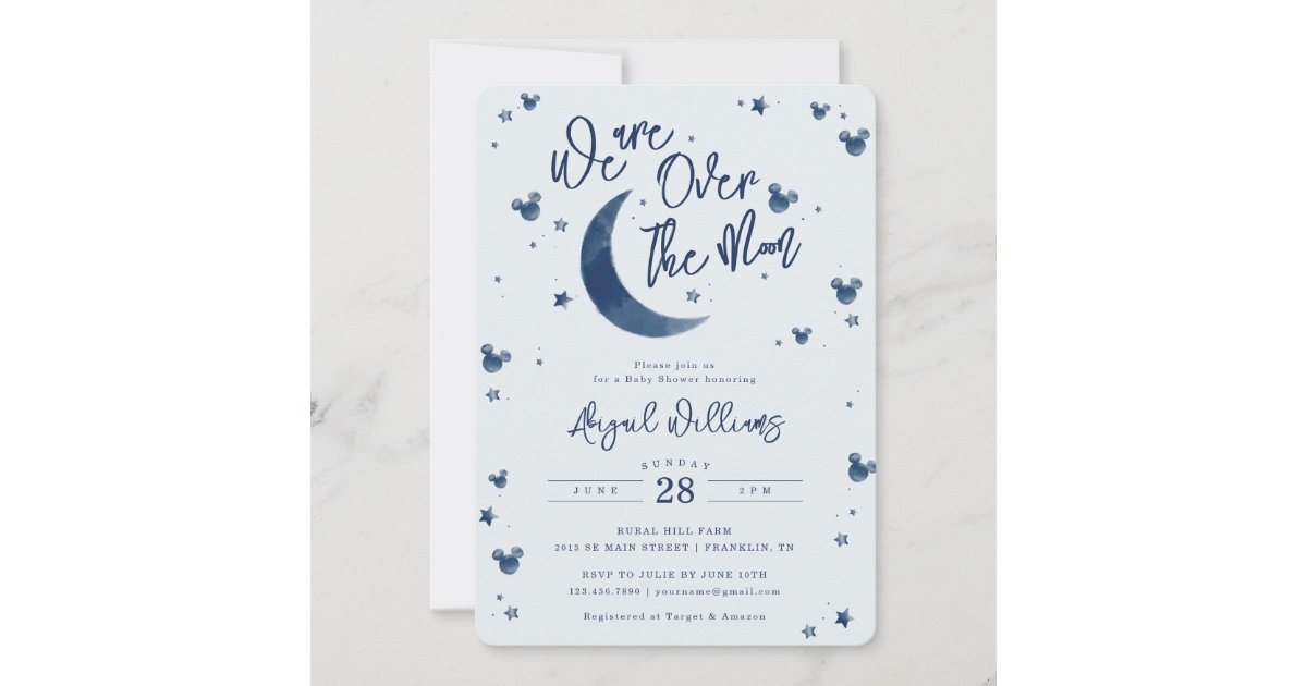 Mickey Mouse | Over the Moon - Boy Baby Shower Invitation | Zazzle