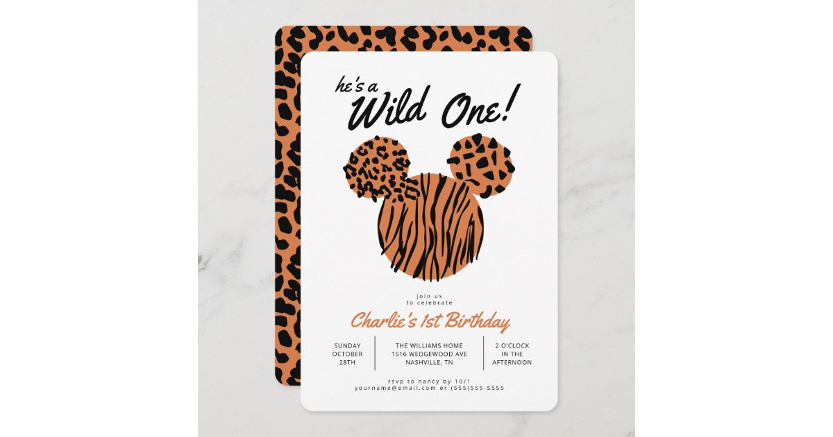 Mickey Mouse | Wild One 1st Birthday Invitation | Zazzle