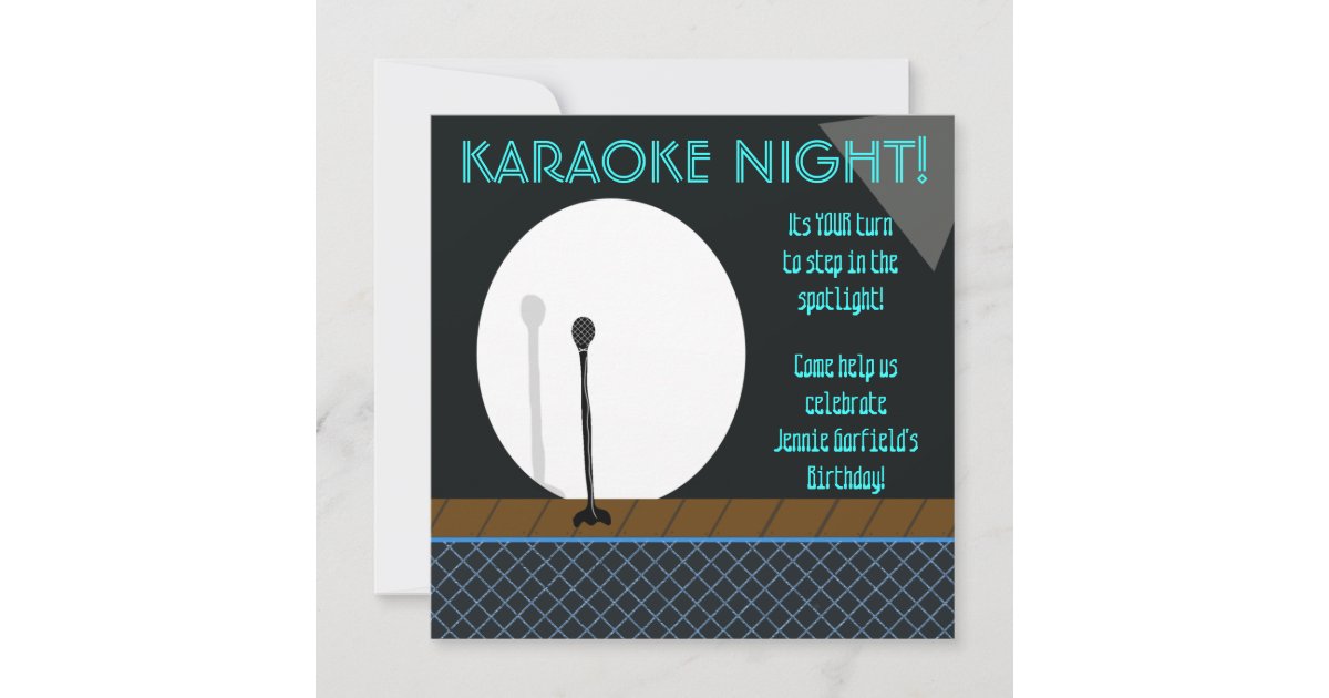 Microphone in Spotlight Karaoke Night Invitation | Zazzle