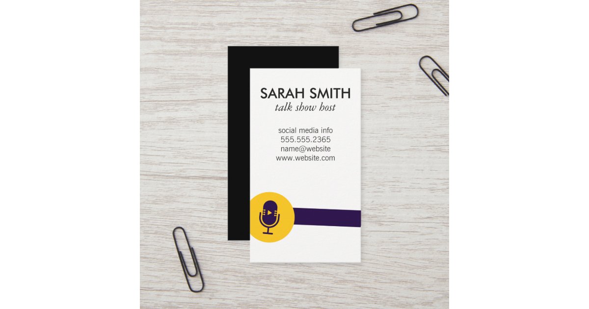 Microphone Talk Show Logo / Entertainment Business Card | Zazzle