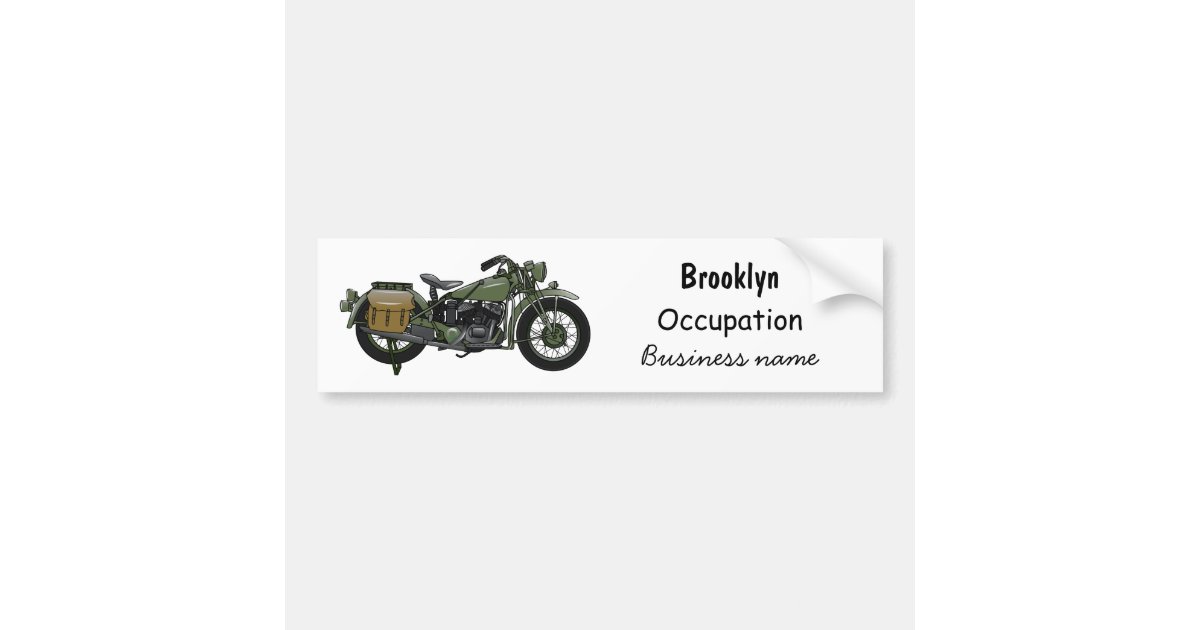 Military cruiser motorcycle cartoon illustration bumper sticker | Zazzle