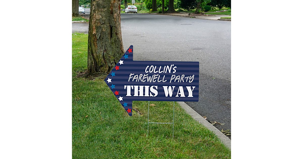 Military Farewell Party This Way Arrow Yard Sign | Zazzle