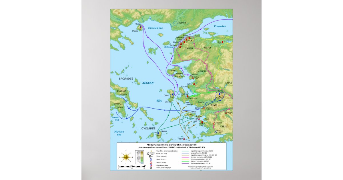 Military Map of the Ionian Revolt Campaign Poster | Zazzle