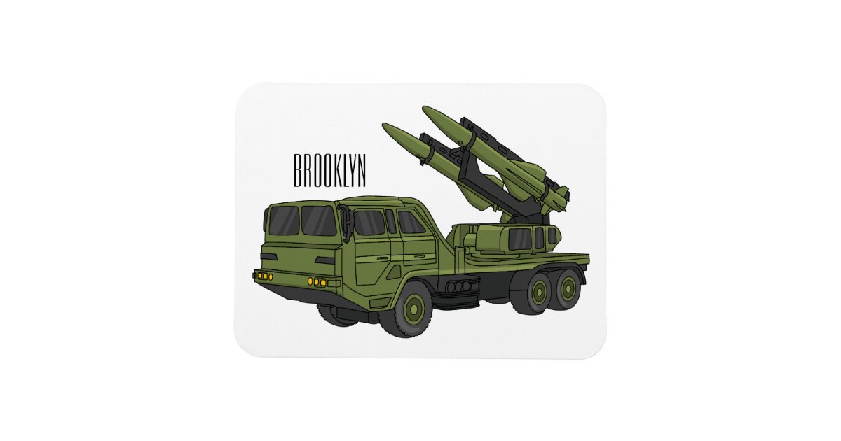 Military missile truck cartoon illustration magnet | Zazzle