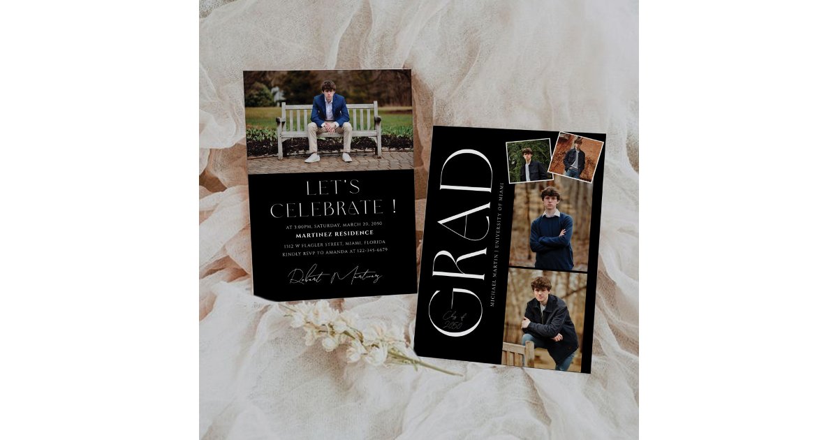 Minimal Graduation Party with Photo Invitation | Zazzle