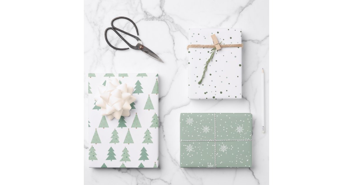 Minimalist Christmas Green Pine Gift Wrapping Paper Sheet | Zazzle