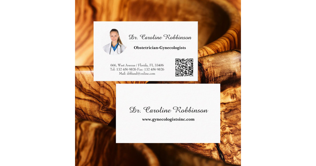 Minimalist custom photo doctor QR code basic Business Card | Zazzle