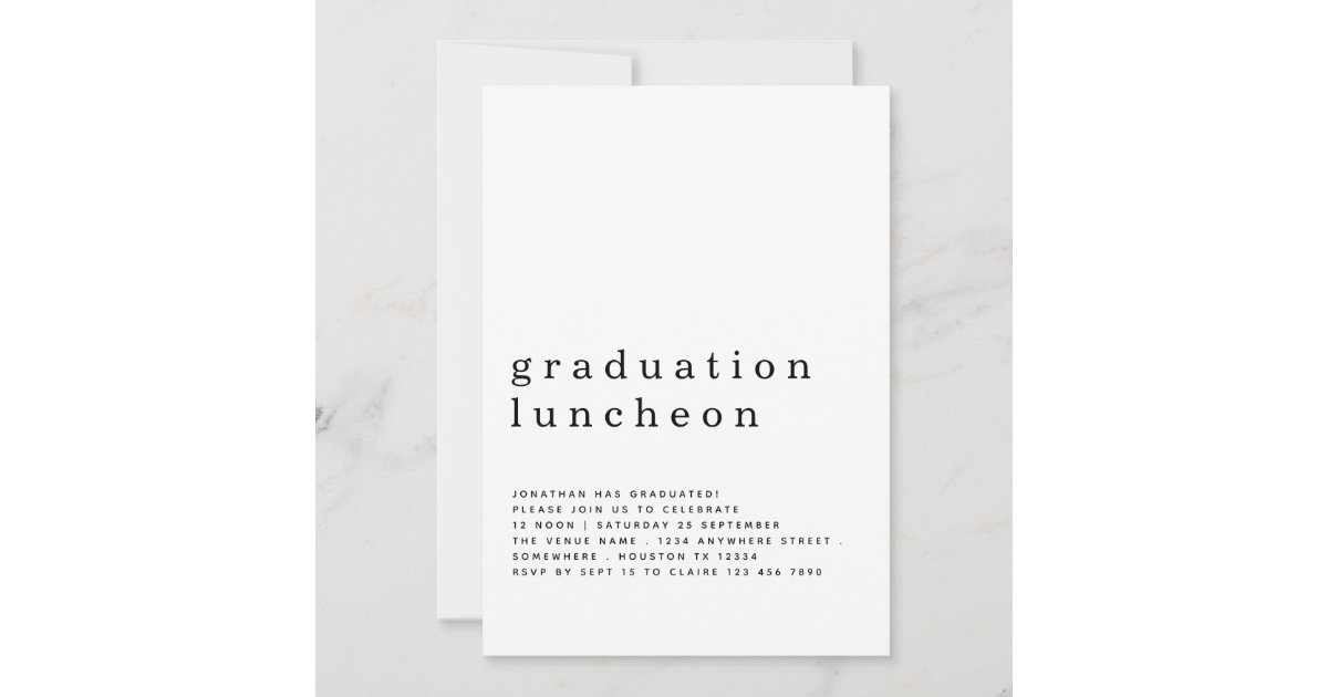 Minimalist Graduation Luncheon Invitation | Zazzle