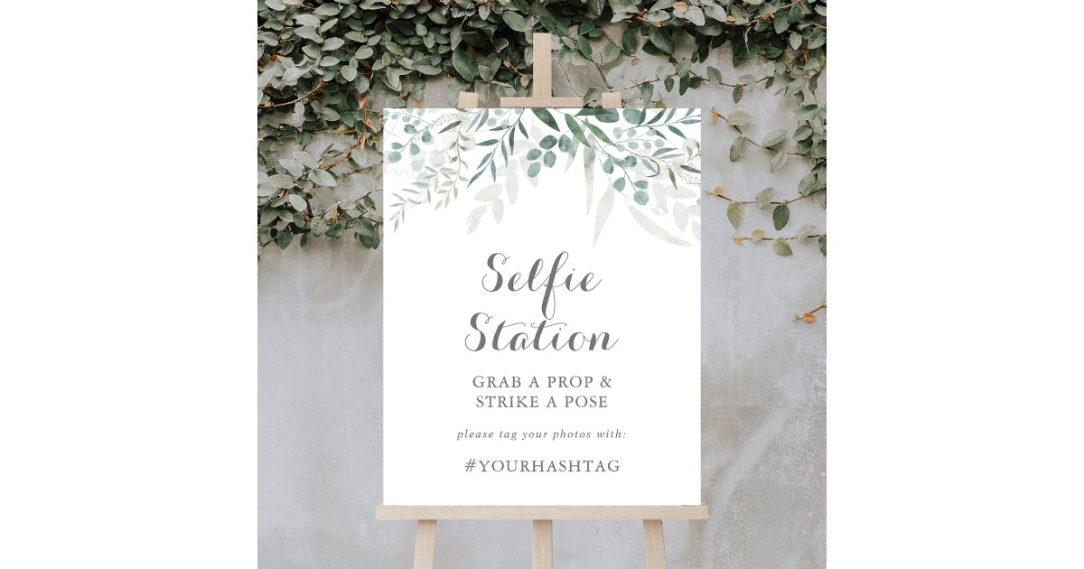 Minimalist Greenery Eucalyptus Selfie Station Sign | Zazzle