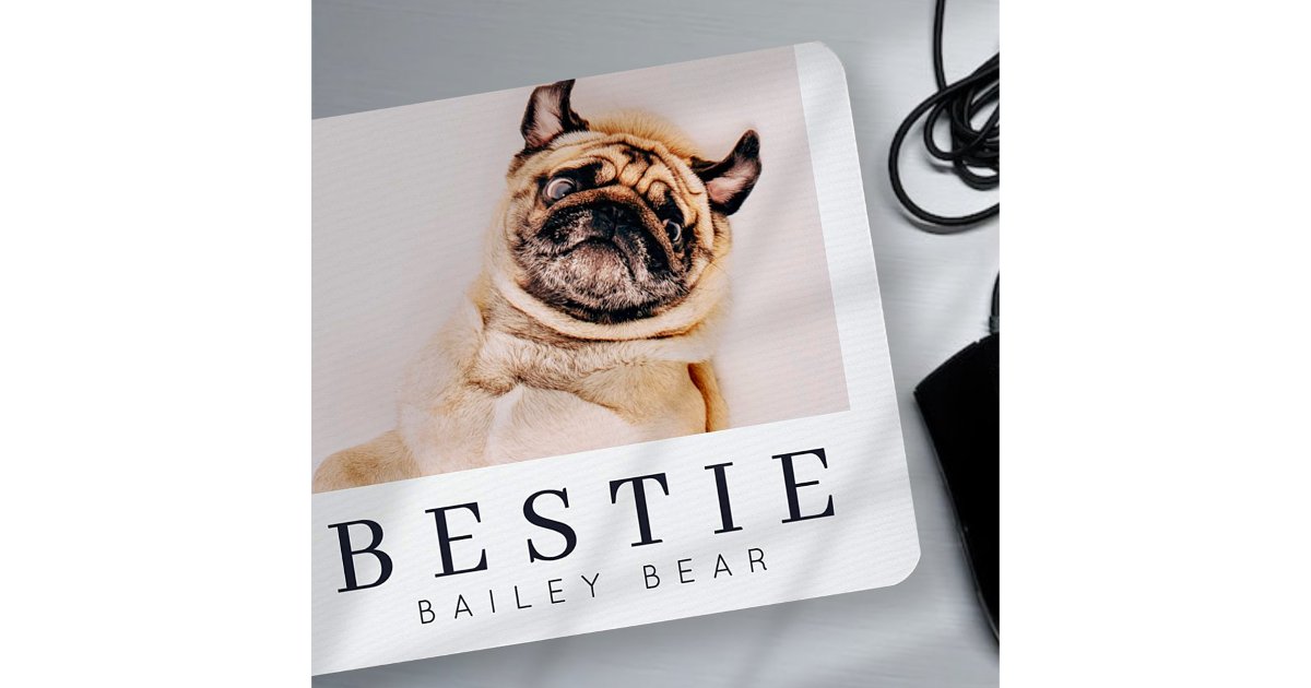 Minimalist Modern Chic Pet Bestie BFF Photo Mouse Pad | Zazzle