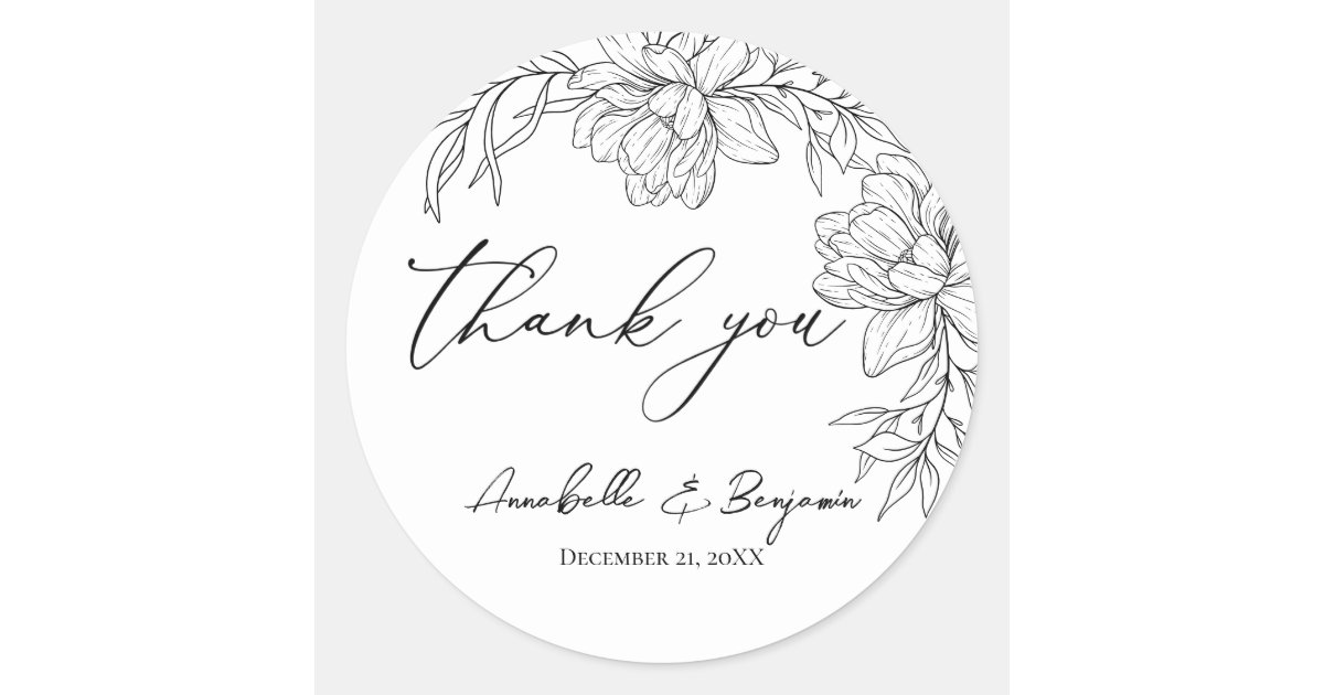 Minimalist Modern Floral Wedding Reception Classic Round Sticker | Zazzle
