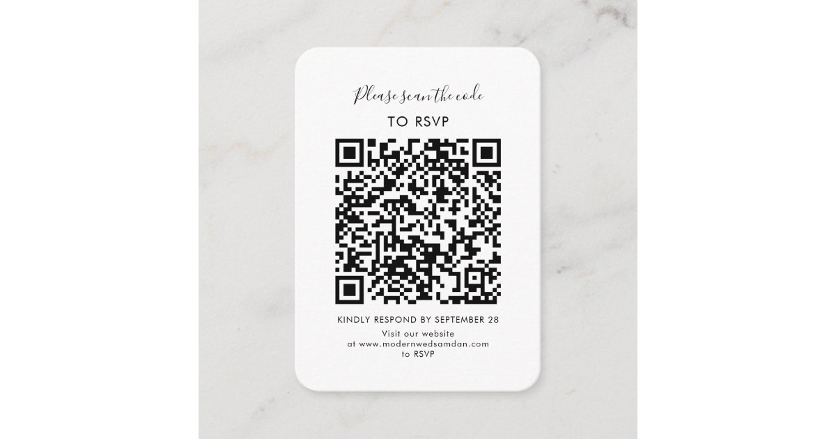 Minimalist RSVP with QR Code Script Enclosure Card | Zazzle