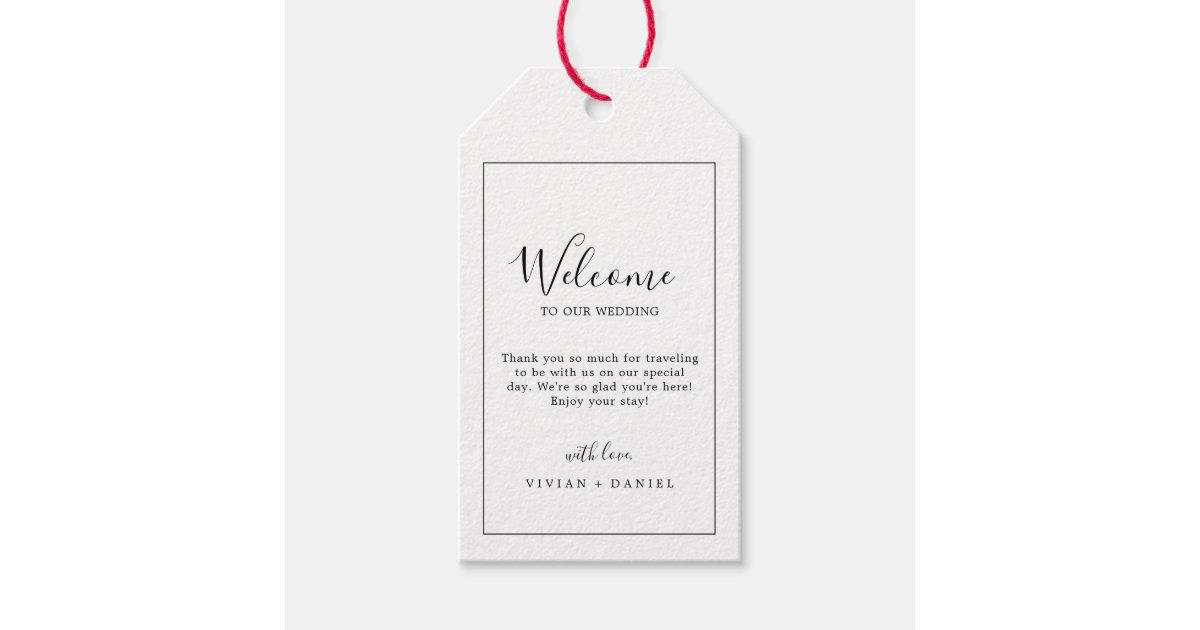 Minimalist Wedding Welcome Gift Tags | Zazzle