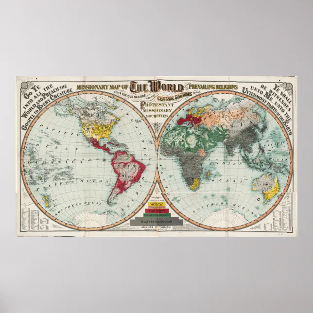 Missionary Map of the World (1902) Poster | Zazzle
