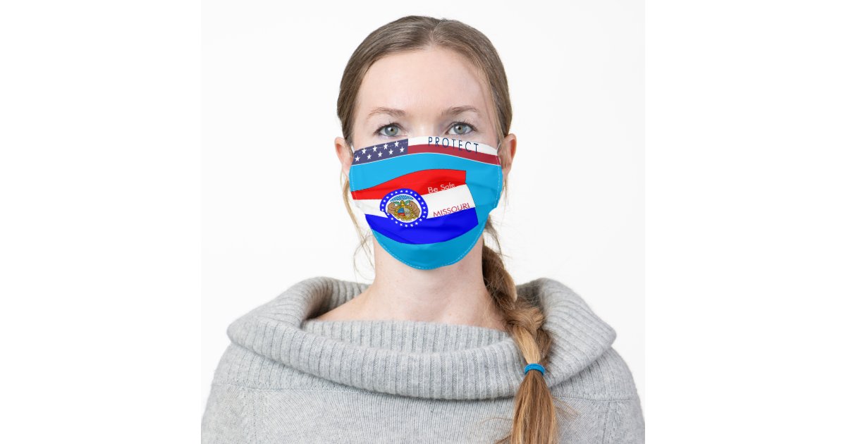 Missouri Flag w/ Stars Stripes on Sky Blue Cloth Face Mask | Zazzle