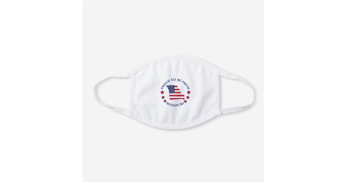 Missouri State Map Red White Blue Flag Pattern White Cotton Face Mask ...