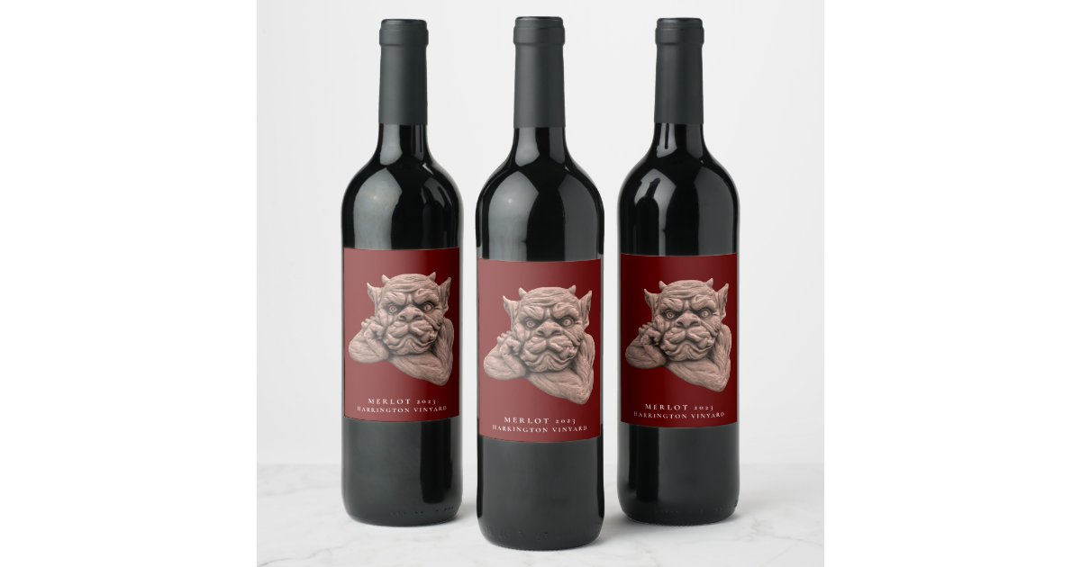 Mockup Gothic Sculpture Custom Wine Labels | Zazzle