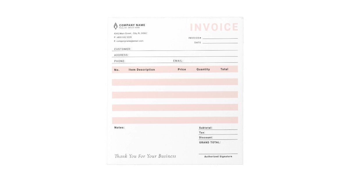 Modern Business Invoice Order Sales Receipt Notepad | Zazzle