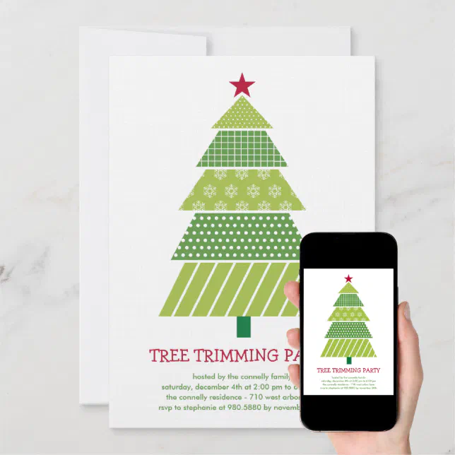 Modern Christmas Tree Holiday Party Invitation | Zazzle