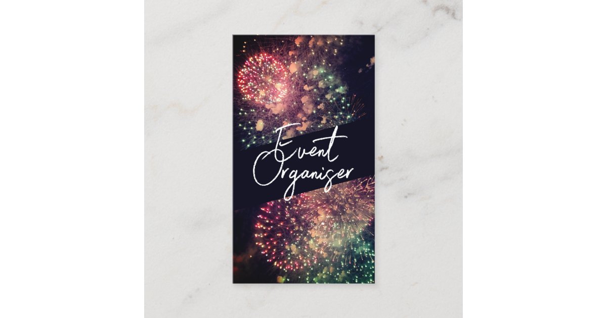 Modern Classy Typography Custom QR Code Fireworks Business Card | Zazzle