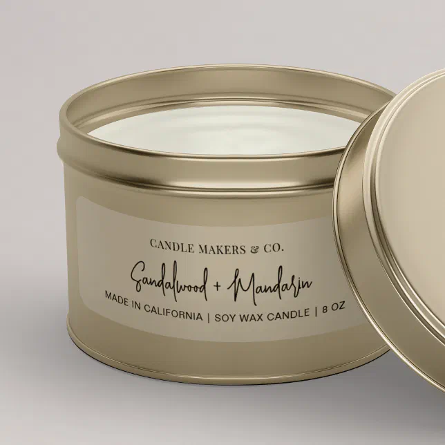 Modern Clear White Candle Tin 3x1" Rectangle Label | Zazzle