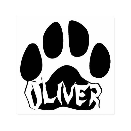 Modern Dog Paw Print and Custom Name Pet Signature Self-inking Stamp ...