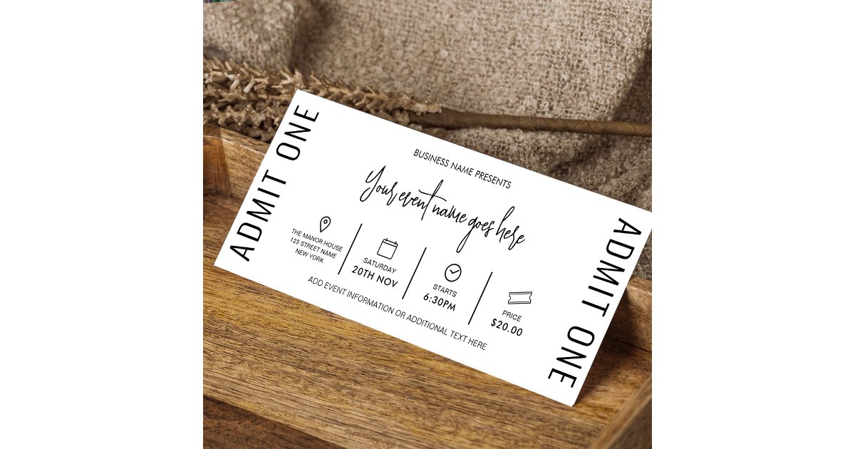 Modern Event Ticket Business Logo Gala Entry Pass Invitation | Zazzle