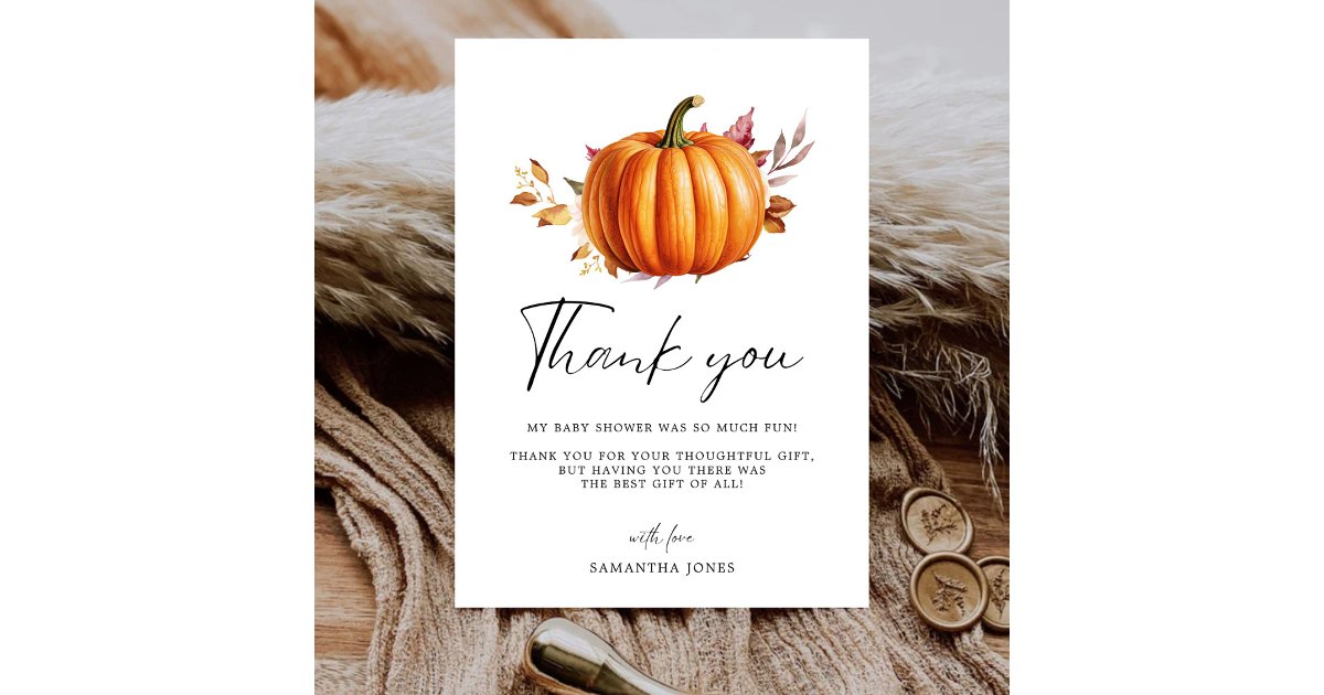 Modern Floral Fall Baby Shower Thank You Card | Zazzle
