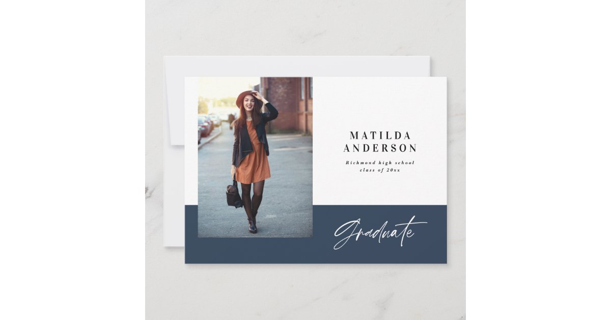 Modern graphic multi photo graduation party invite | Zazzle