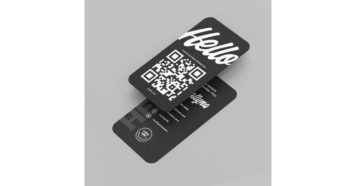 MODERN HELLO LOGO DARK GREY BUSINESS CARD | Zazzle